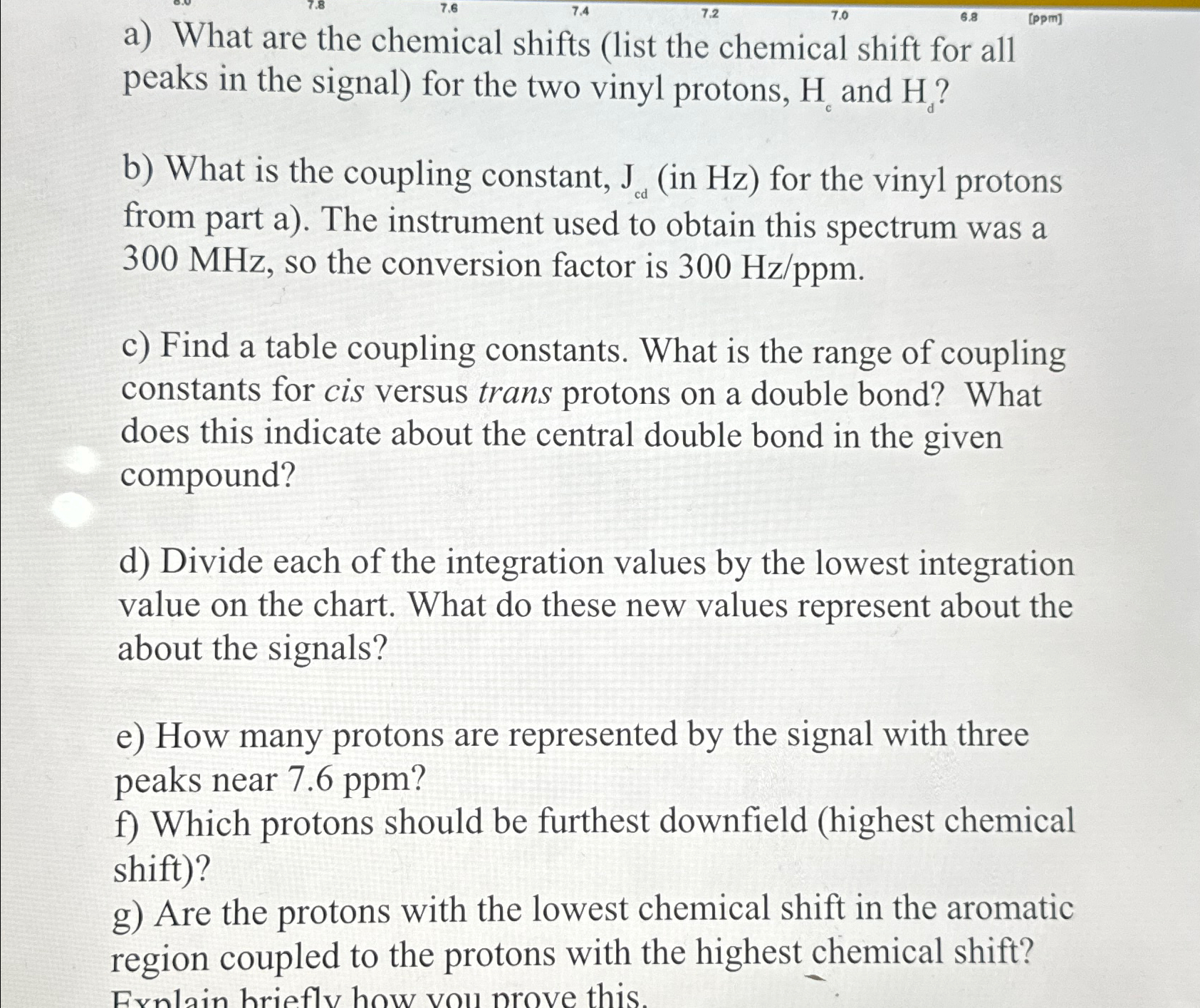 Solved Consider the given NMR spectrum of the aromatic and | Chegg.com