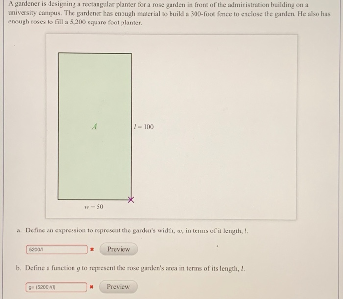 Solved A gardener is designing a rectangular planter for a | Chegg.com