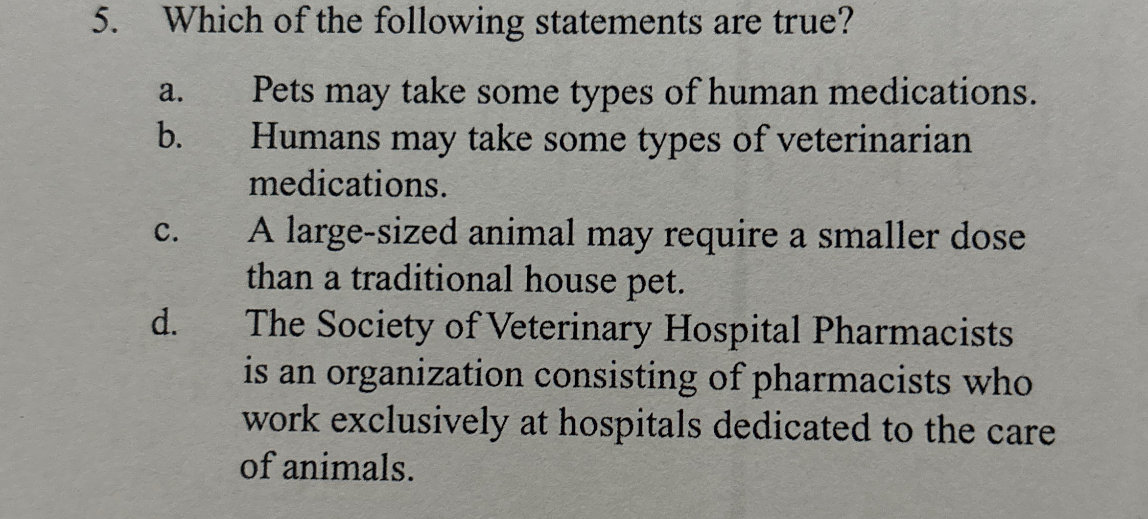 Solved Which of the following statements are true?a. ﻿Pets | Chegg.com