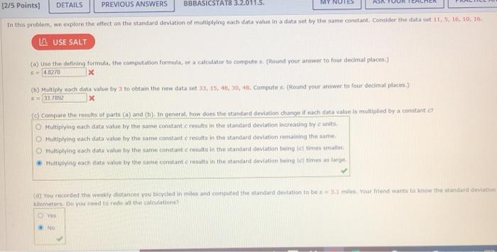 Solved [2/5 points) DETAILS PREVIOUS ANSWERS BBBASICSTAT8 | Chegg.com
