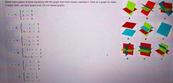 Solved Match each system of linear equations with the graph | Chegg.com