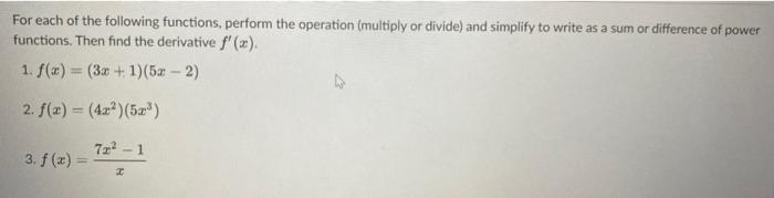 Solved For each of the following functions, perform the | Chegg.com