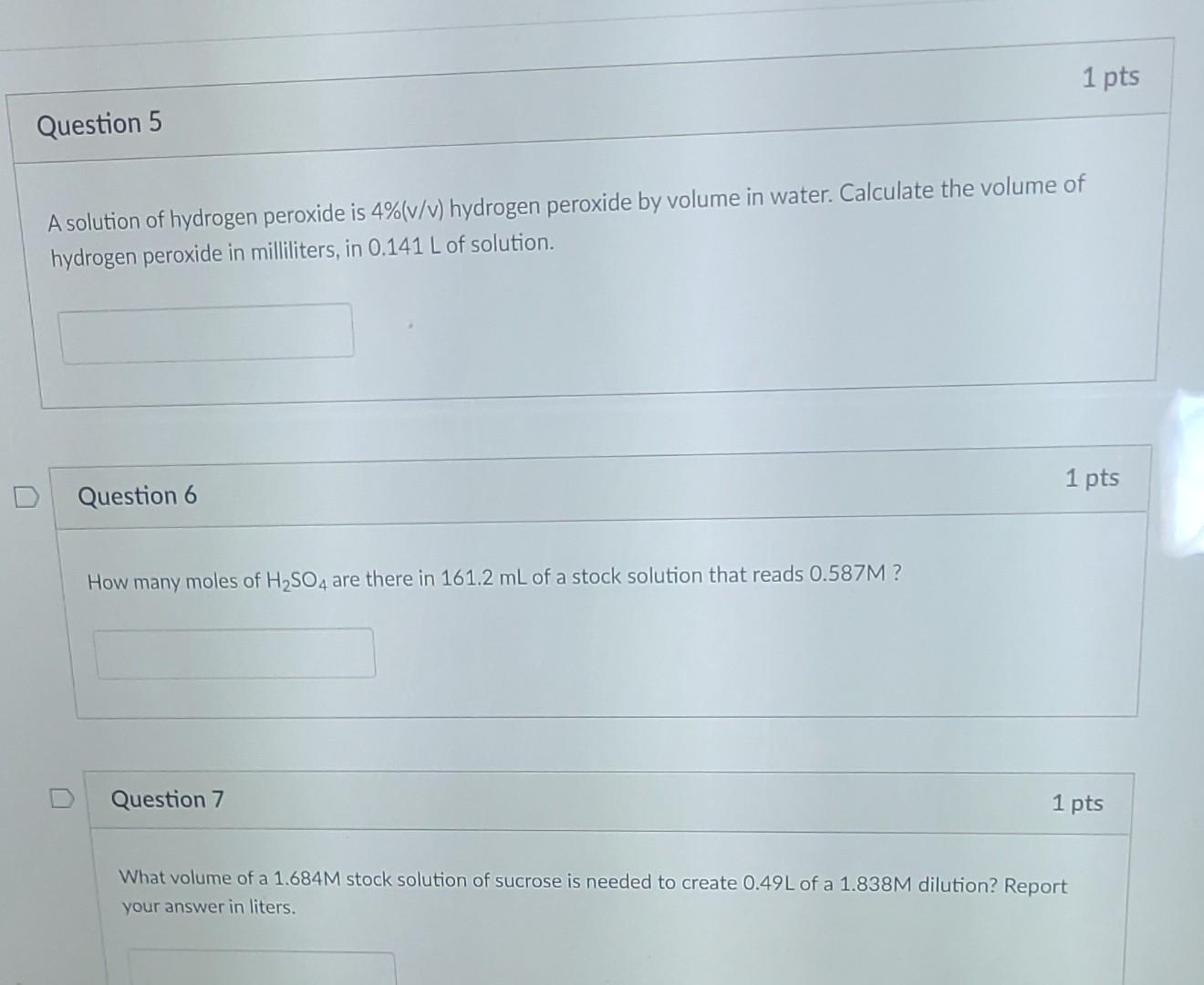 Solved 1- A solution of hydrogen peroxide is 4 % ( v / v ) | Chegg.com