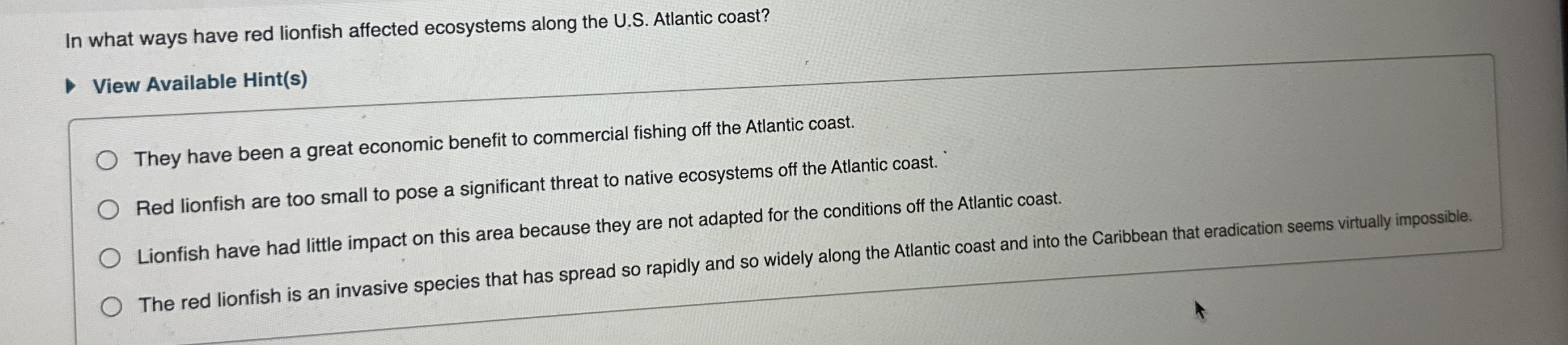 Solved In what ways have red lionfish affected ecosystems | Chegg.com