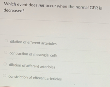 Solved Which event does not occur when the normal GFR is | Chegg.com