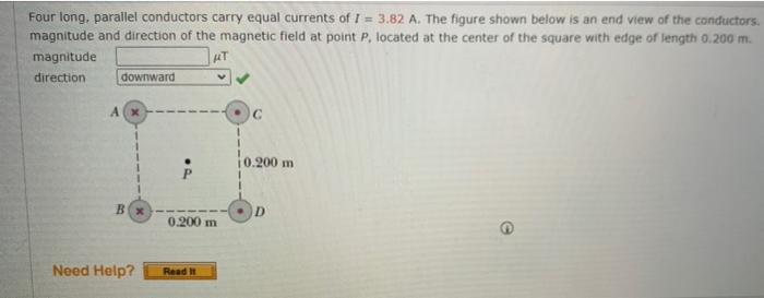 Solved Four long, parallel conductors carry equal currents | Chegg.com