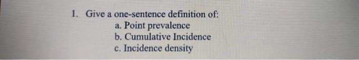 Solved 1. Give a one-sentence definition of: a. Point | Chegg.com