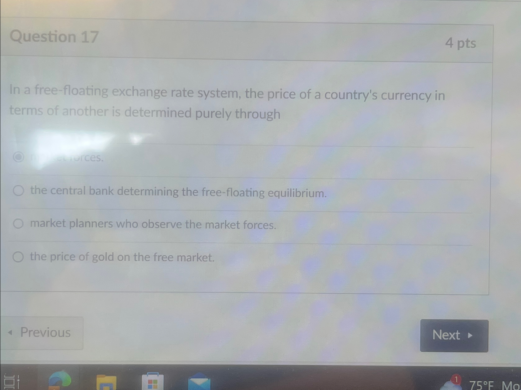 Solved Question 174 ﻿ptsIn a free-floating exchange rate | Chegg.com