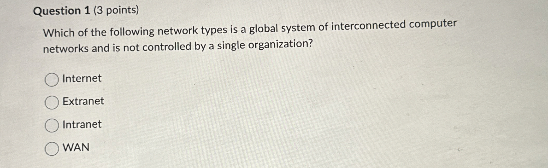 Solved Question 1 (3 ﻿points)Which of the following network | Chegg.com