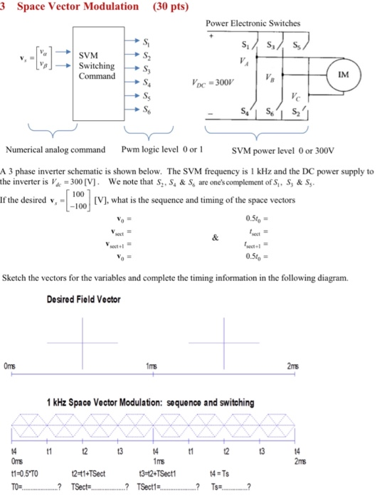 3 Space Vector Modulation (30 pts) Power Electronic | Chegg.com