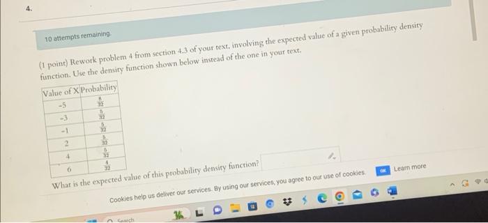 Solved 10 attempts femaining (1 point) Rework problem 4 from | Chegg.com