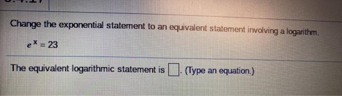 Solved Change the exponential statement to an equivalent | Chegg.com