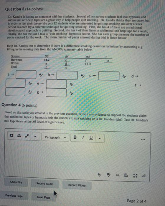 Solved Question 3 (14 points) Dr. Kandra is having an | Chegg.com
