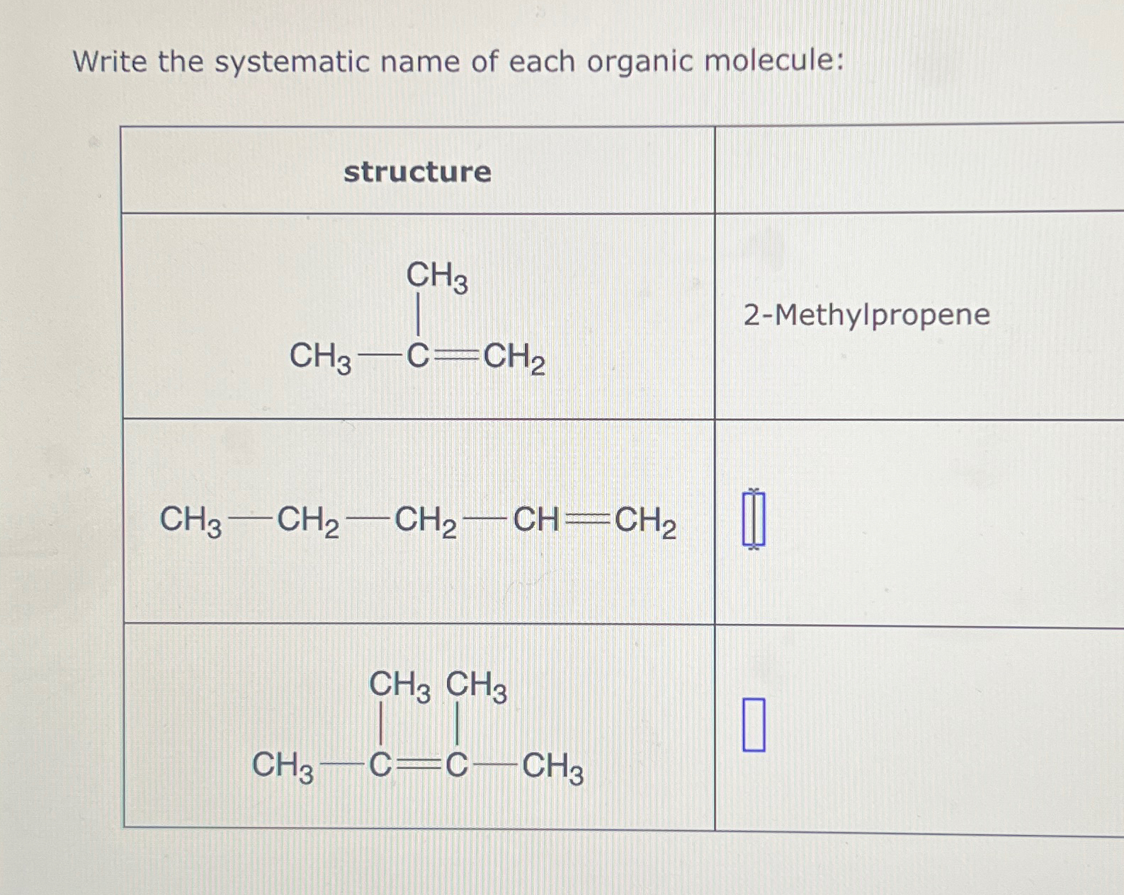 Solved Write the systematic name of each organic molecule: | Chegg.com