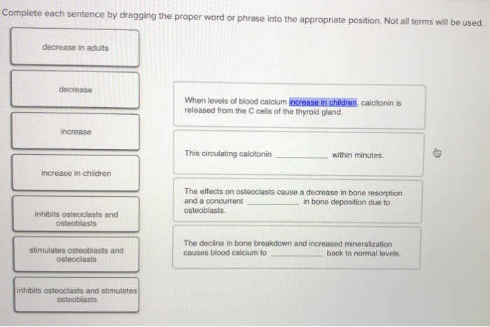 Solved When levels of blood calcium ____, calcitonin is | Chegg.com