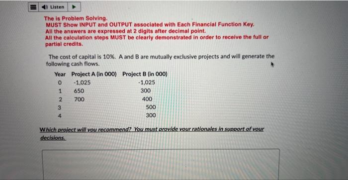Solved The is Problem Solving. MUST Show INPUT and OUTPUT | Chegg.com