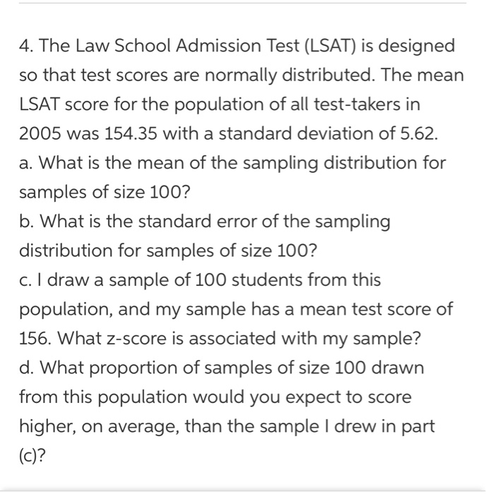Solved The Law School Admission Test (LSAT) ﻿is designed so | Chegg.com