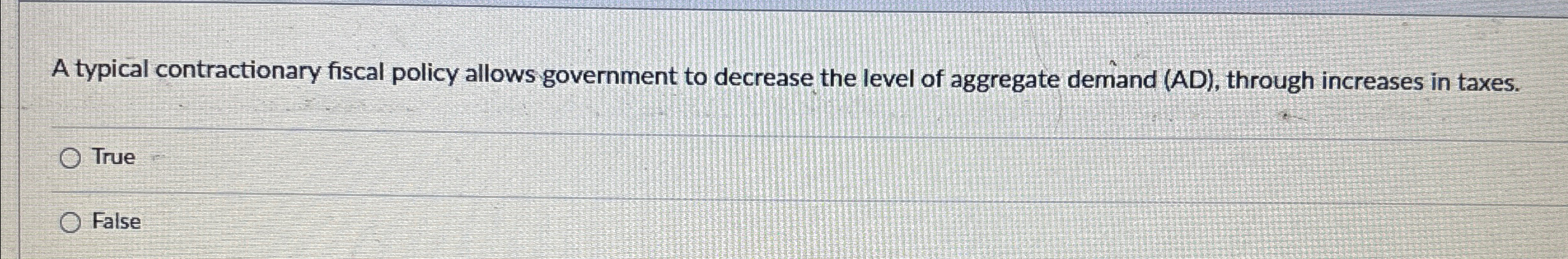 Solved A typical contractionary fiscal policy allows | Chegg.com