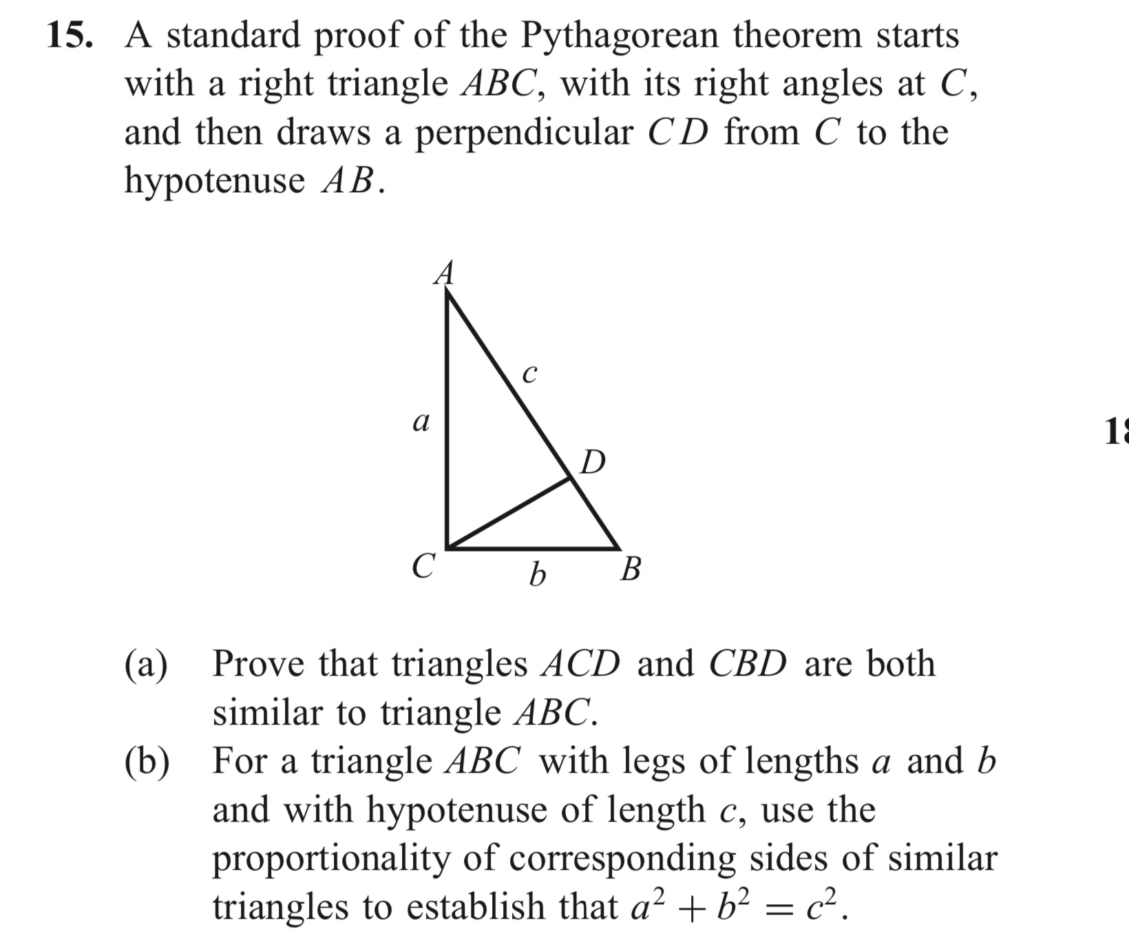 [Solved]: A standard proof of the Pythagorean theorem starts