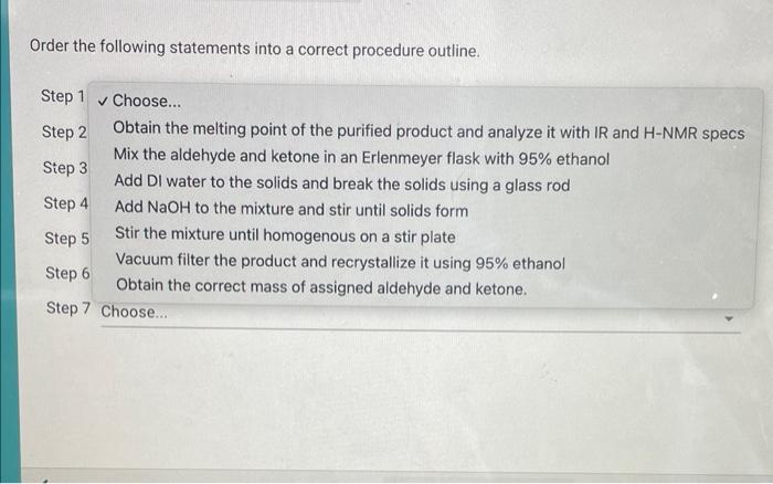 Solved Order the following statements into a correct | Chegg.com