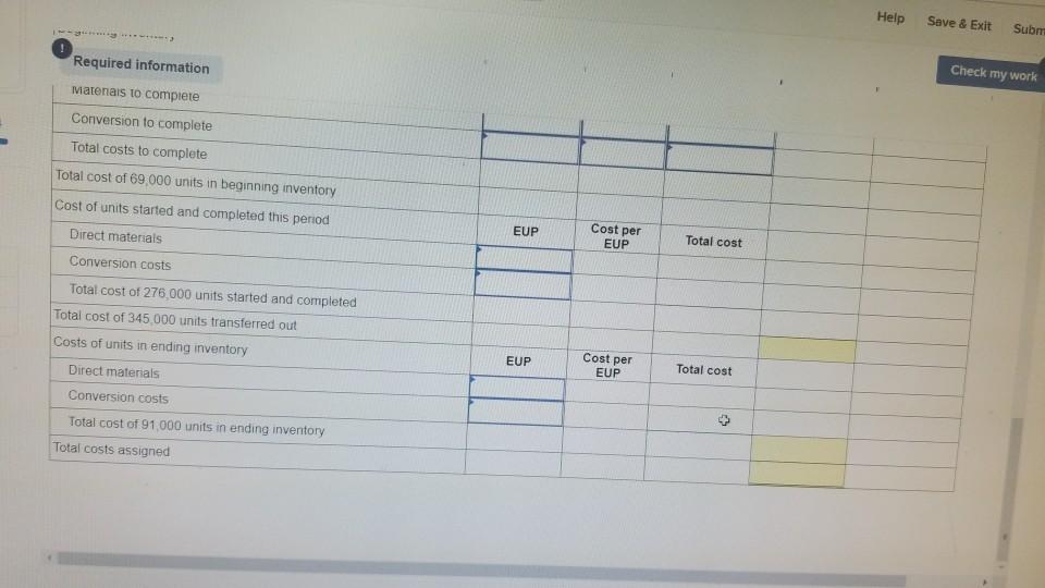 Solved Help Save & Exit SU Check my wo Required information | Chegg.com