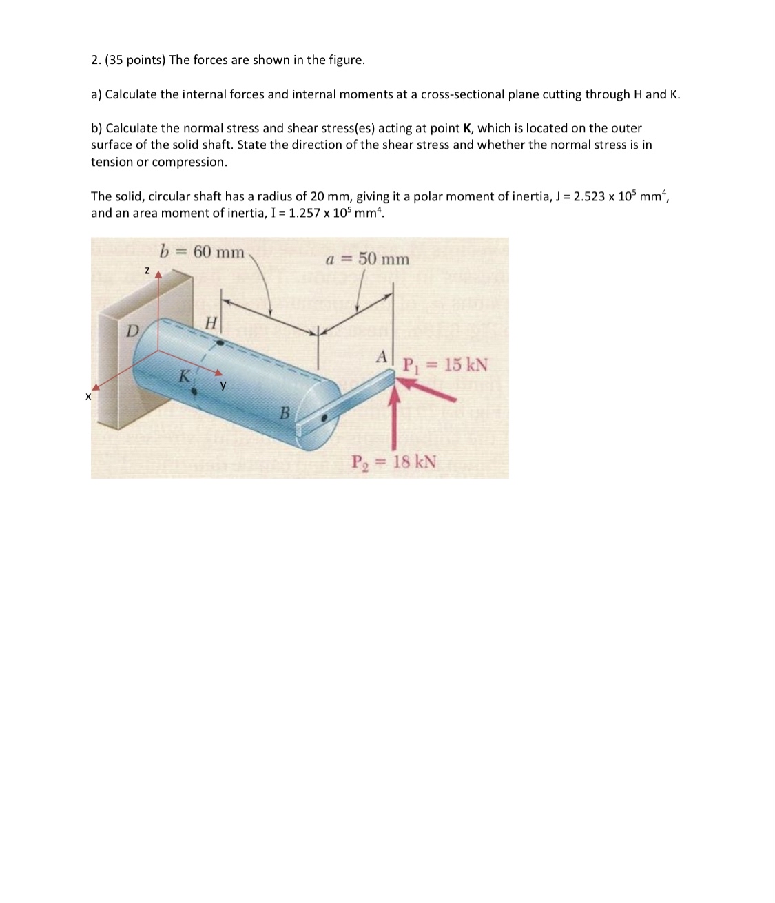 Solved ( 35 ﻿points) ﻿The forces are shown in the figure.a) | Chegg.com