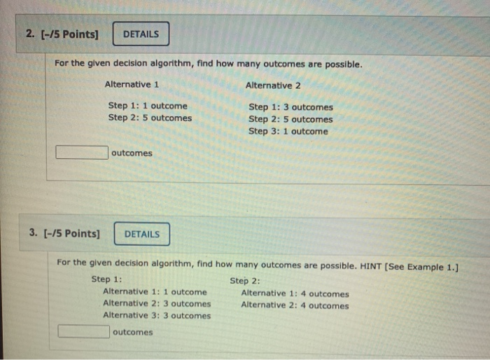 Solved 2. [-15 Points) DETAILS For the given decision | Chegg.com