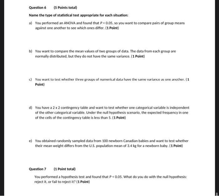 Solved Question 6 5 Points Total Name The Type Of 