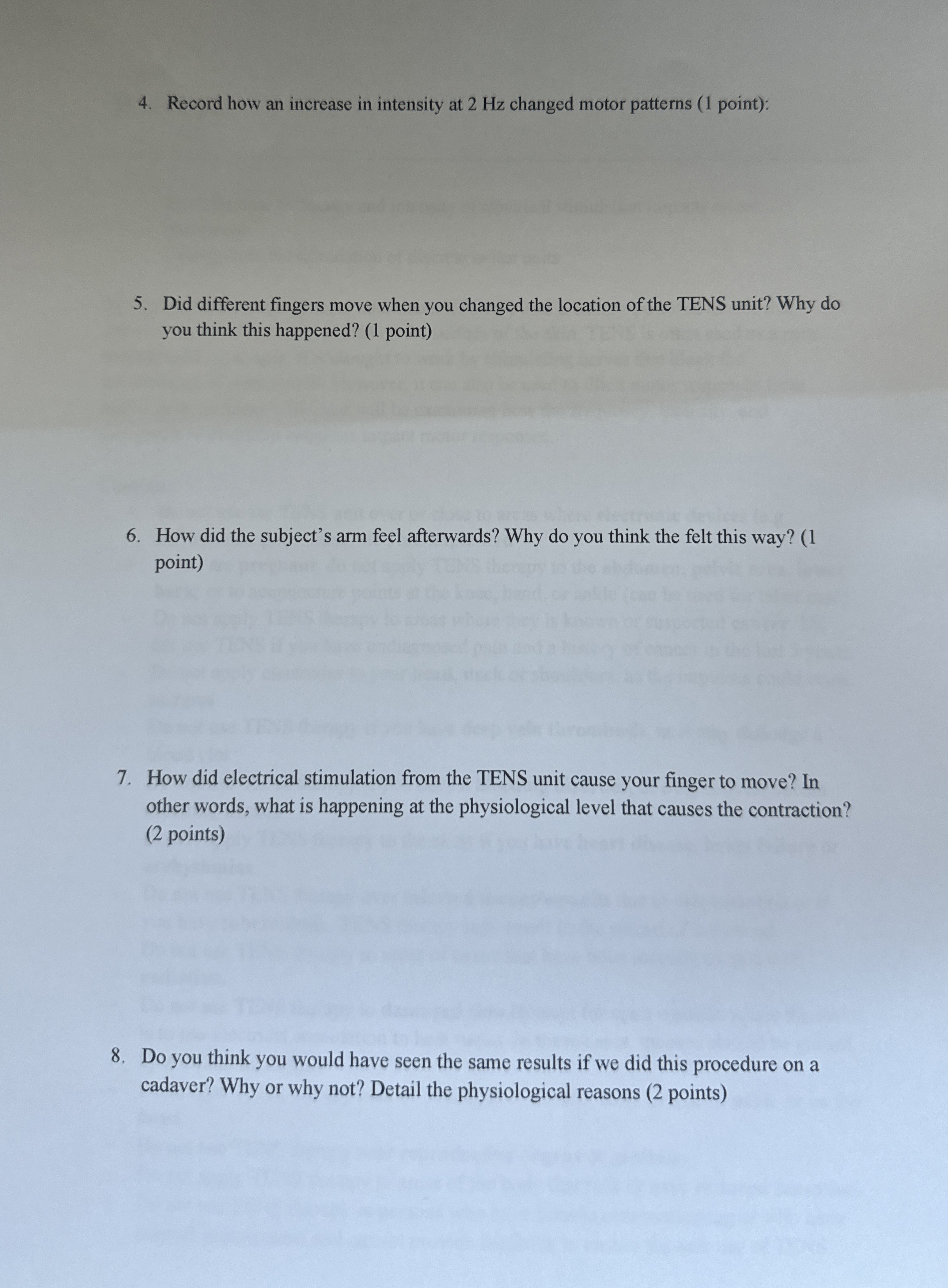 Solved Record how an increase in intensity at 2 ﻿Hz changed | Chegg.com
