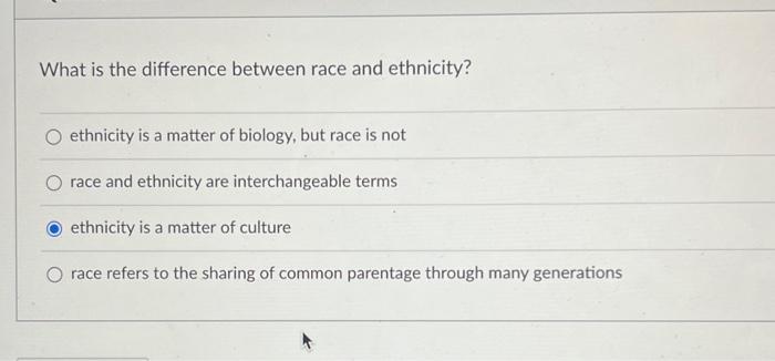 What is the difference between race and ethnicity? | Chegg.com