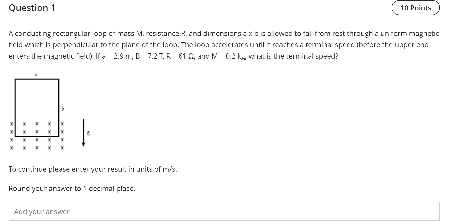 Solved Question 1A conducting rectangular loop of mass M, | Chegg.com