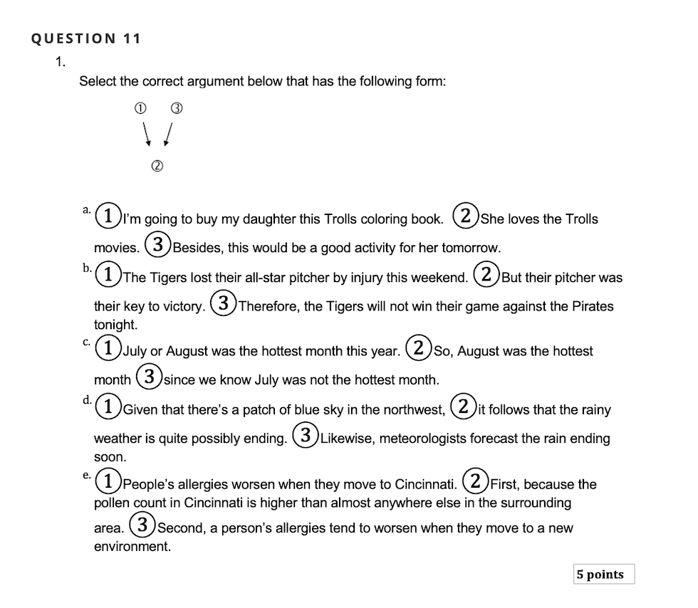 QUESTION 11Select the correct argument below that has | Chegg.com