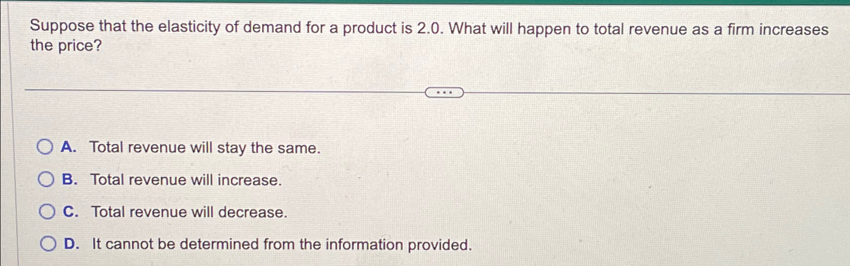 Solved Suppose that the elasticity of demand for a product | Chegg.com