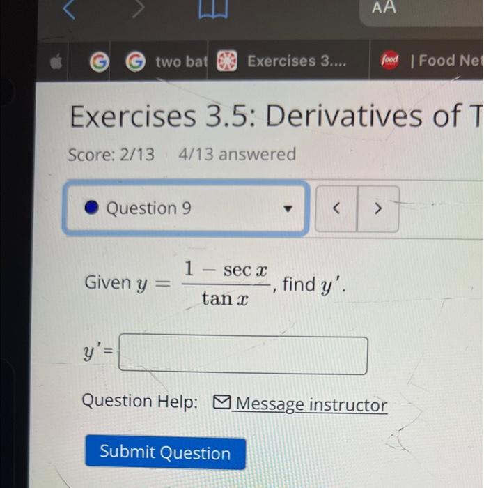 Solved Exercises 3.5: Derivatives of Trigonometric fun | Chegg.com