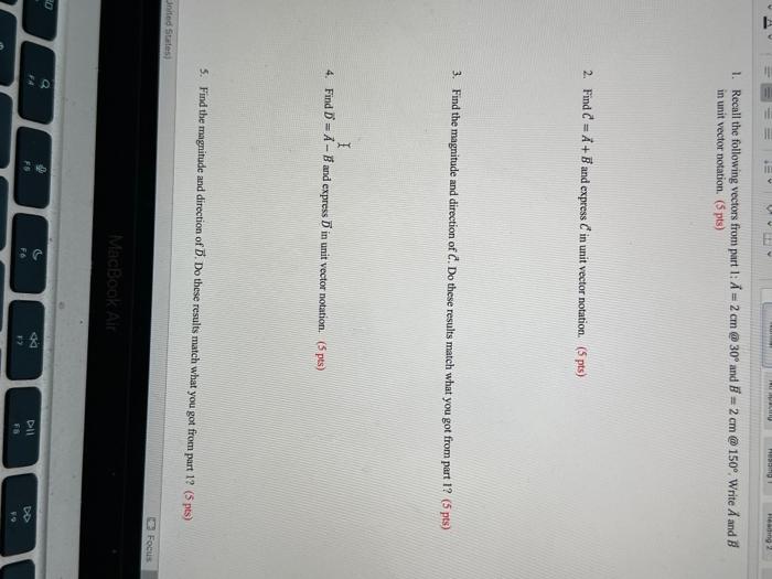 Solved Take the same two vectors, but now subtract them; (15 | Chegg.com