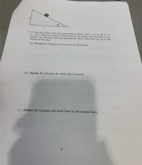 Solved 3. A. 5 kg block slides down the ranp ahown in | Chegg.com