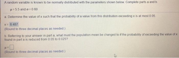 Solved A random variable is known to be normally distributed | Chegg.com