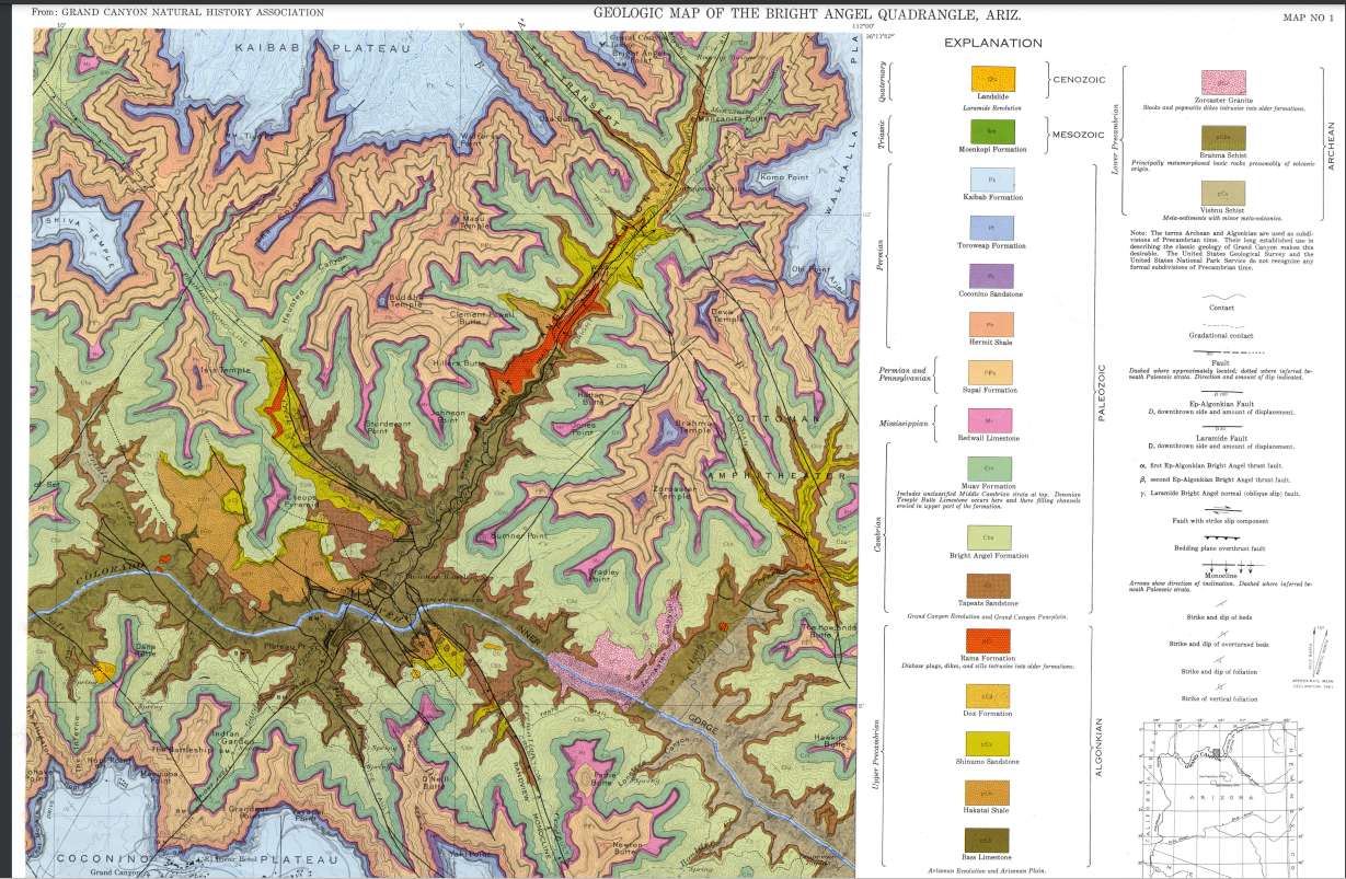 Solved Bright Angel Quadrangle Map 1.What is the oldest rock | Chegg.com