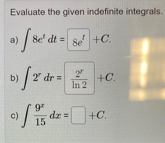 Solved Evaluate the given indefinite integrals. a) | Chegg.com