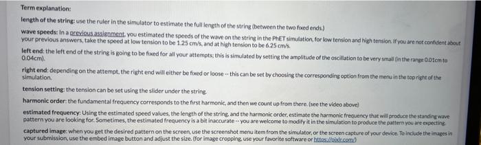 Solved Term explanation: length of the string: wre the ruler | Chegg.com