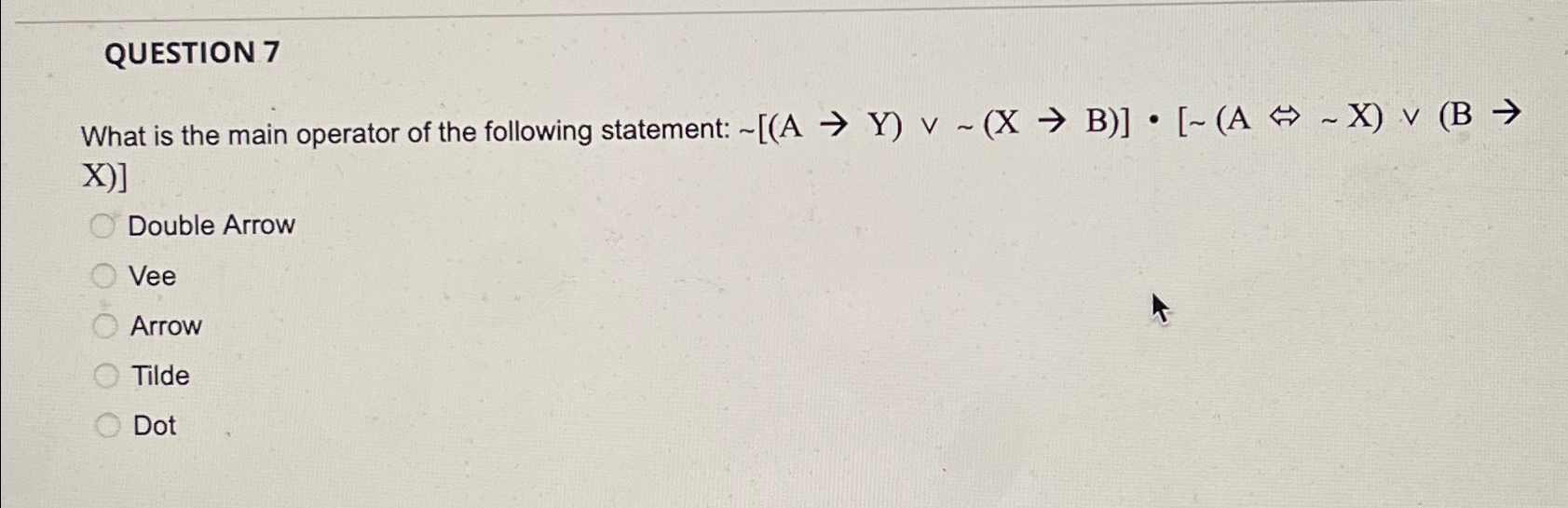 Solved QUESTION 7What is the main operator of the following | Chegg.com