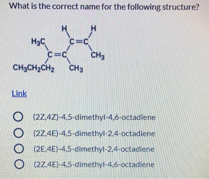 Solved What is the correct name for the following structure? | Chegg.com