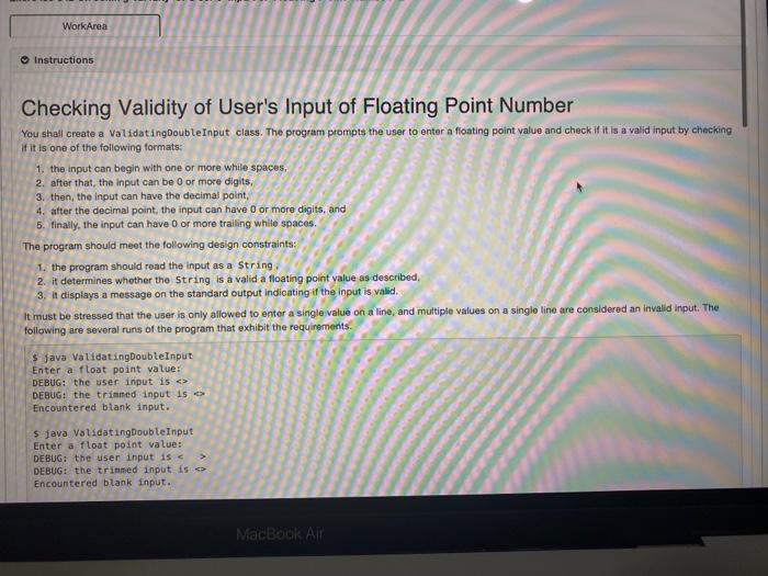 Solved Checking Validity of User's Input of Floating Point | Chegg.com