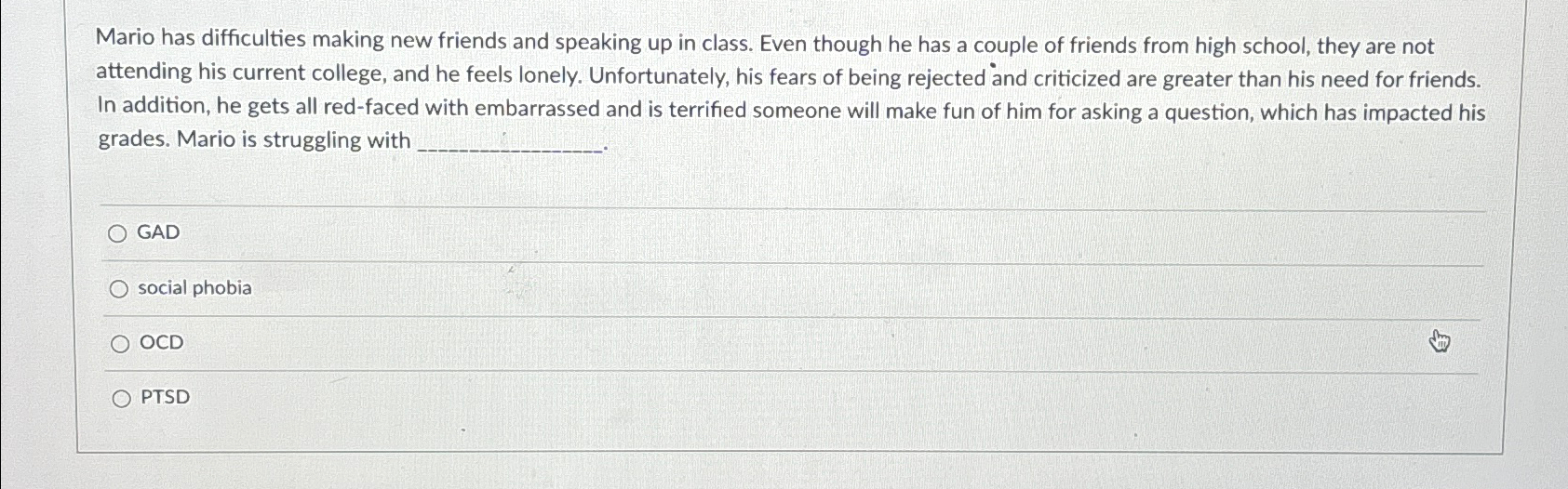 Solved Mario has difficulties making new friends and | Chegg.com