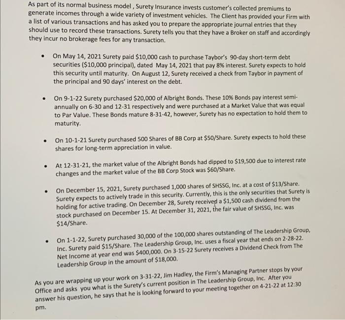 As part of its normal business model , Surety | Chegg.com