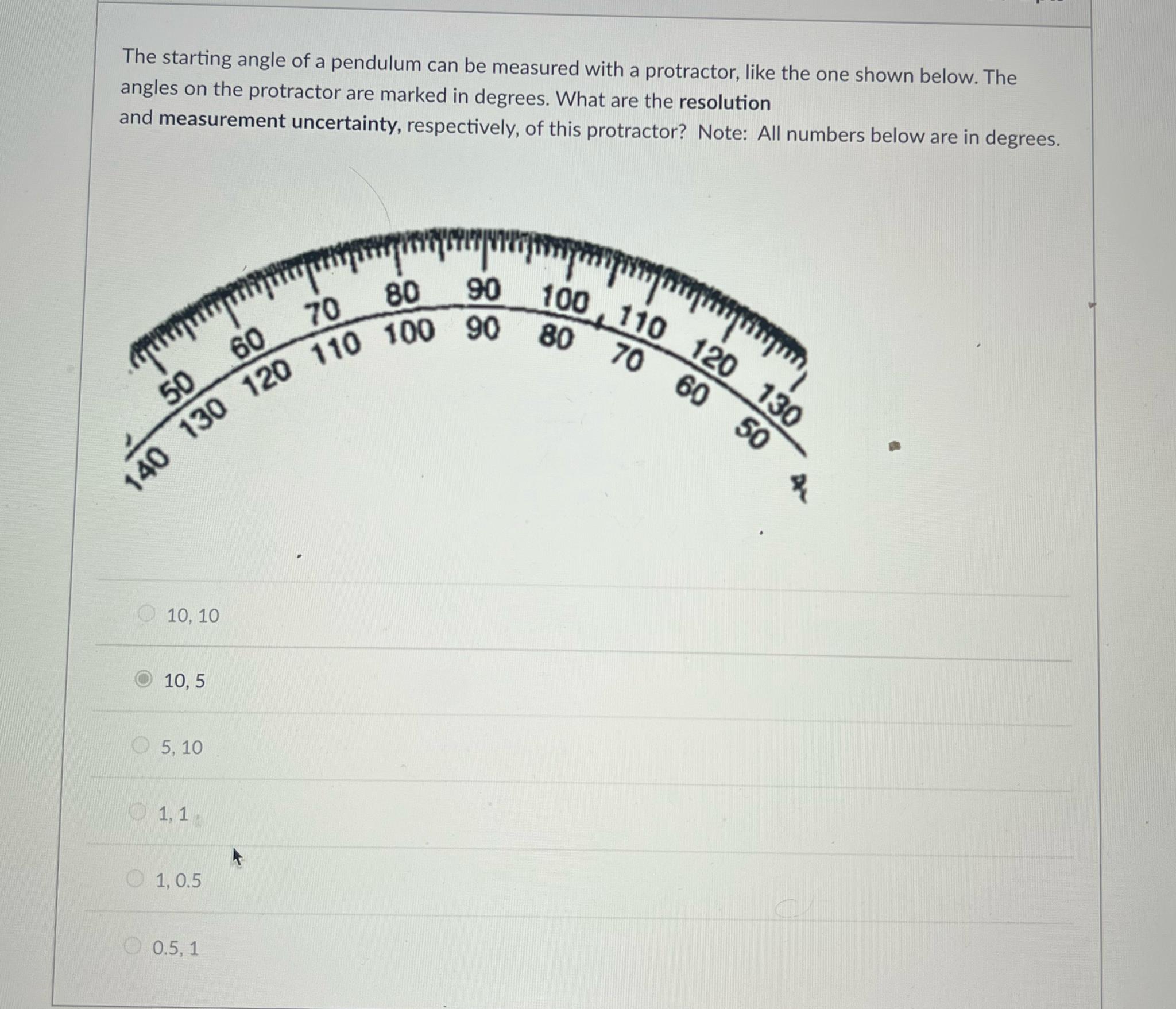 Solved The starting angle of a pendulum can be measured with | Chegg.com