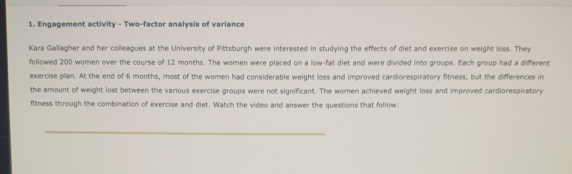Solved 1. Engagement activity - Two-factor analysis of | Chegg.com