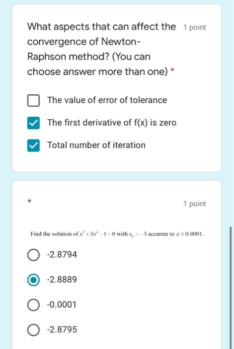 Solved What aspects that can affect the 1 point convergence | Chegg.com