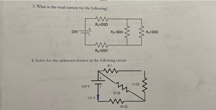 Solved 3. What is the total current for the following? 4. | Chegg.com