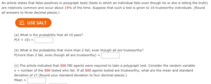 Solved article states that false-positives in polygraph | Chegg.com